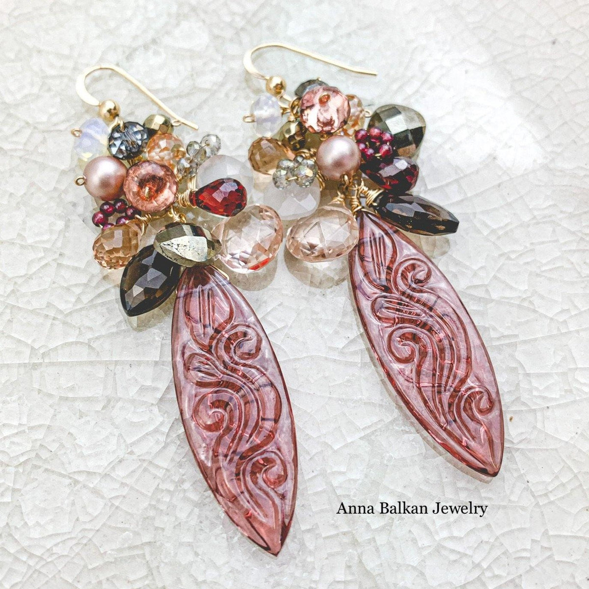 Carved Marsala Statement Earrings | Anna Balkan